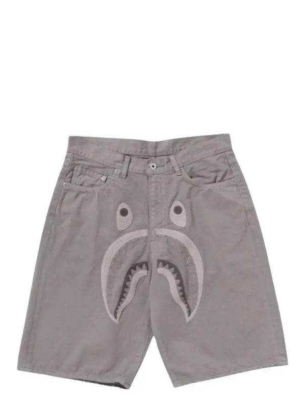 A BATHING APE Relaxed Fit Denim Shorts - Gray