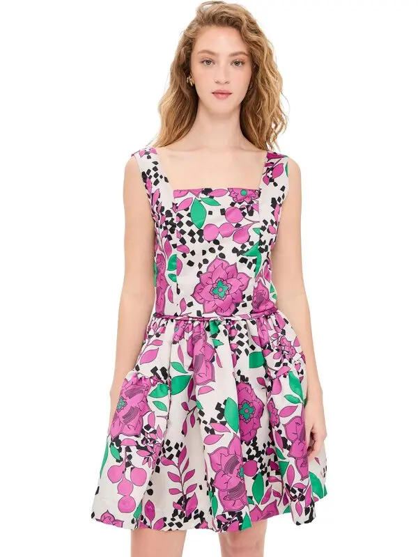 TRUTH Ballerina Mini Dress - Garden Print Purple Multi