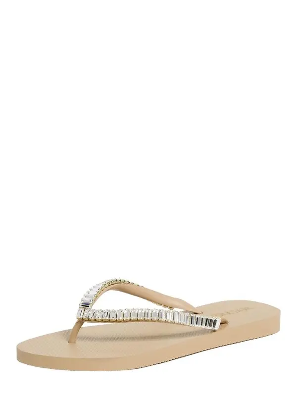 Mystique Embellished Flip Flops - Nude/clear