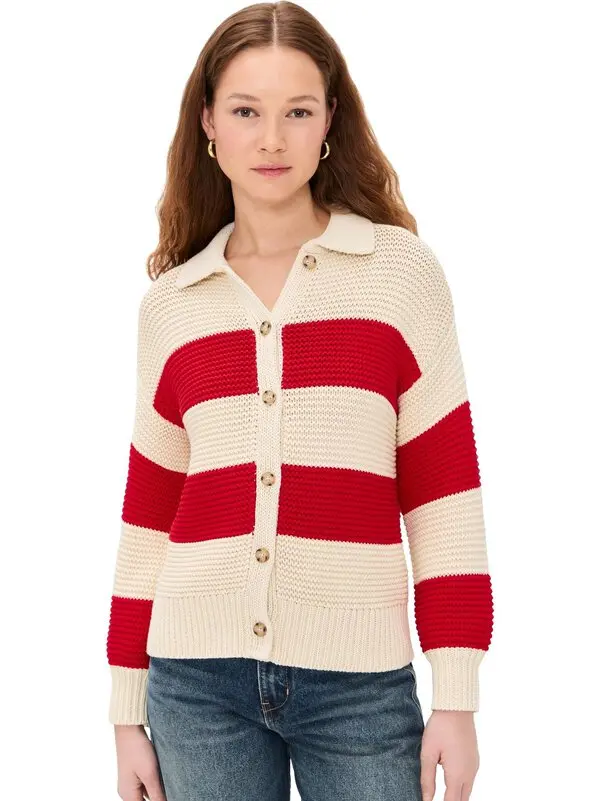 WYETH Charlotte Cardigan - Cream/red