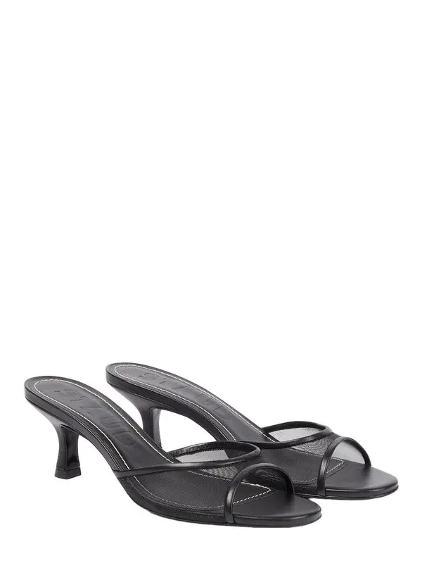 Staud Brigitte 55 Leather-trimmed Mesh Mules - Black