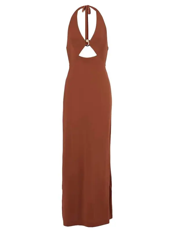 Max Mara Ghiotto Halterneck Maxi Dress - Brown