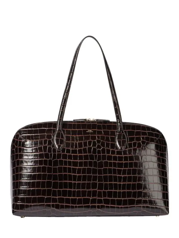 TOTEME Croc-effect Leather Tote Bag - Brown