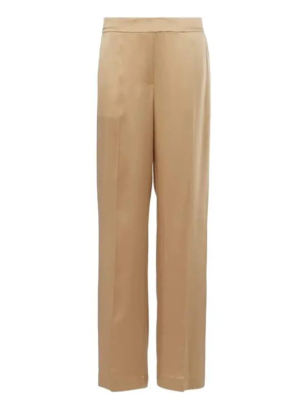 JOSEPH Tawa Silk Satin Straight Pants - Beige
