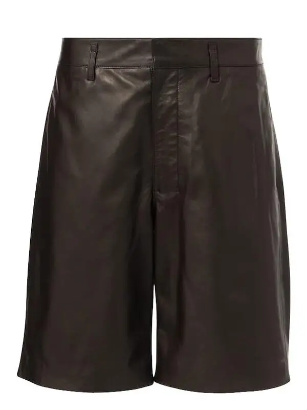 LEMAIRE Leather Shorts - Brown