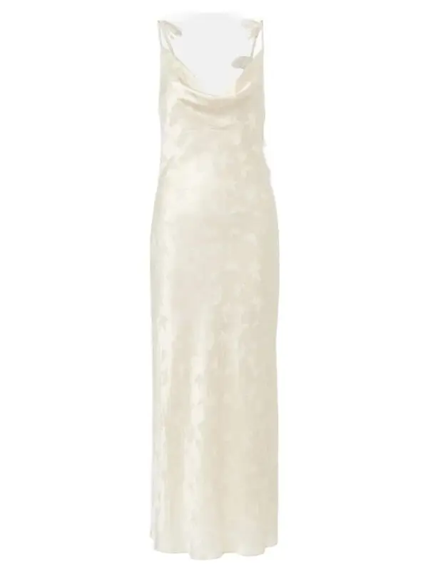 ROTATE BY BIRGER CHRISTENSEN Bridal Silk Satin Jacquard Midi Dress - White