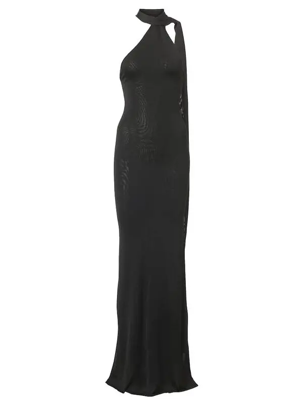 Galvan Mirage Scarf-detail Gown - Black