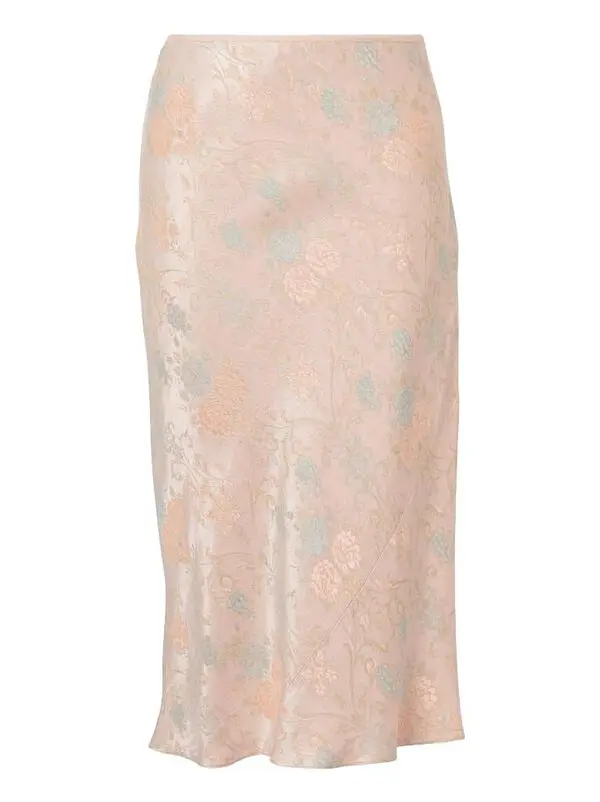 Dries Van Noten Satin Jacquard Midi Skirt - Pink