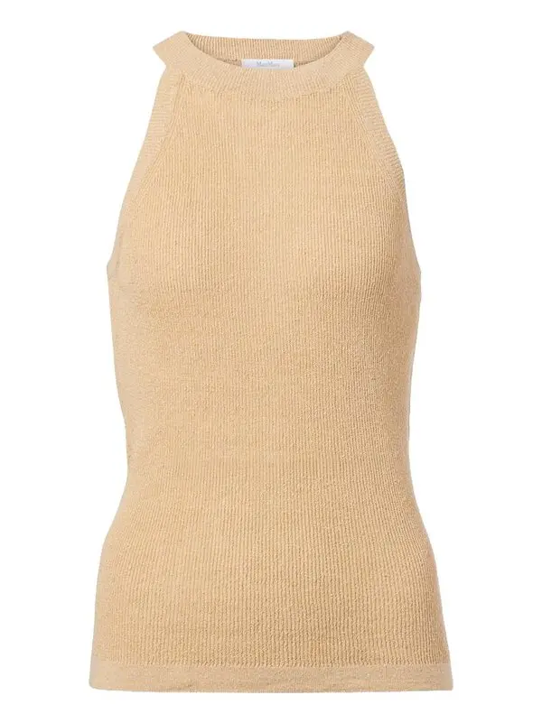 Max Mara Lolly Linen And Silk-blend Top - Black