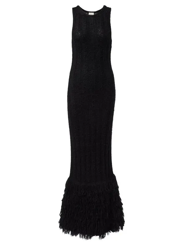 Khaite Fiore Silk And Cashmere Maxi Dress - Black
