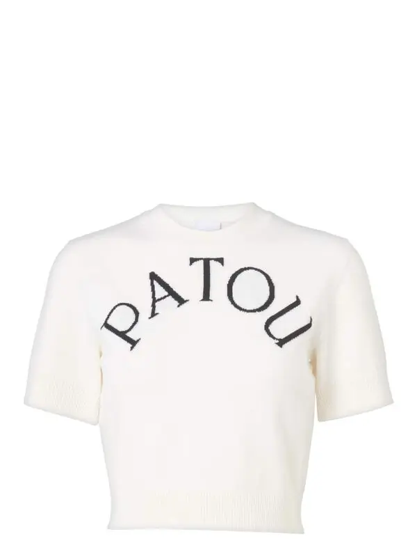 Patou Logo Jacquard Crop Top - White