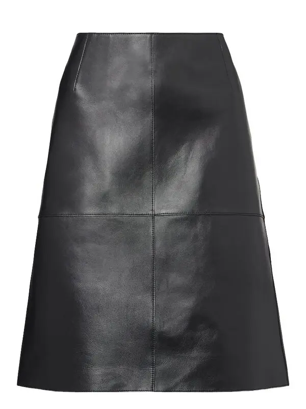 TOTEME Paneled Leather Midi Skirt - Black