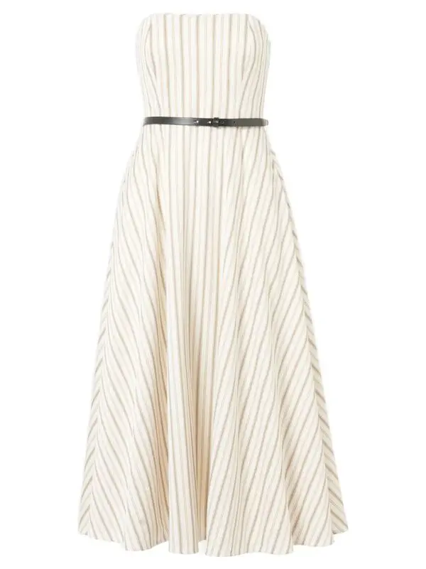 Max Mara Fervida Cotton And Linen Midi Dress - Multicoloured