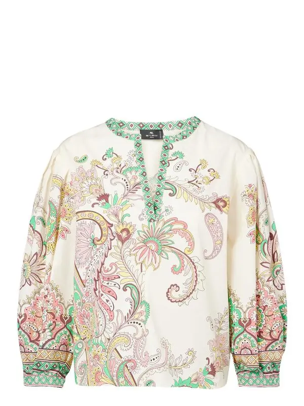 Etro Printed Cotton Blouse - White
