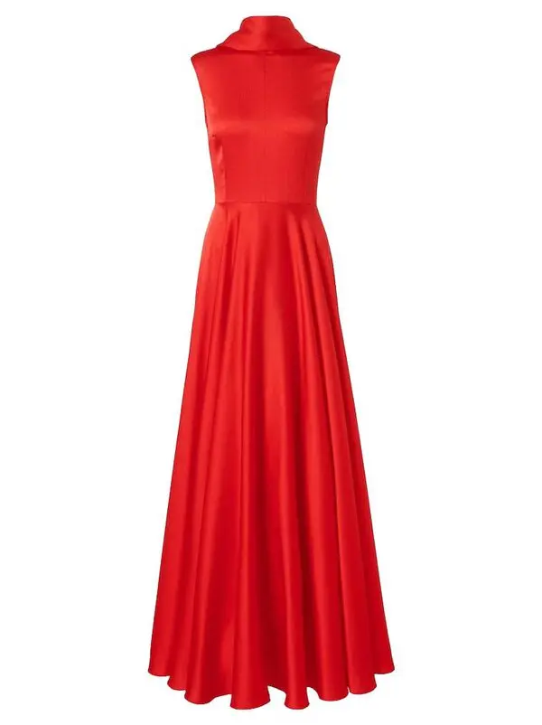 Solace London Emelia Scarf-detail Gown - Red