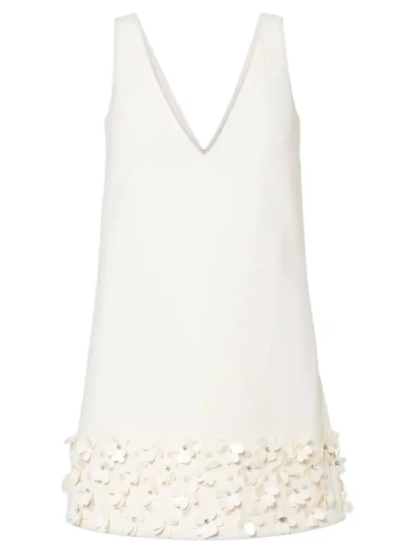 SELF-PORTRAIT Bridal Sequined Crêpe Minidress - White