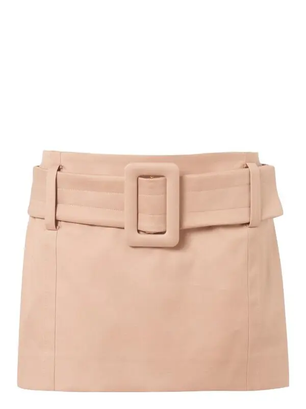 PATOU Belted Cotton Twill Miniskirt - Beige