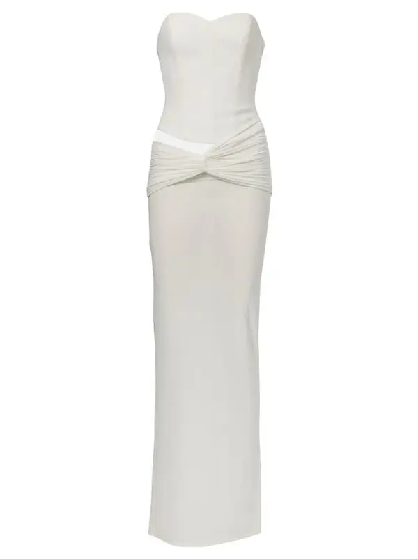 Alex Perry Draped Crêpe Jersey Corset Maxi Dress - Black