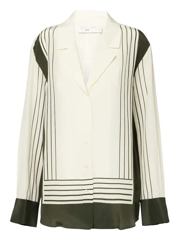 Sir The Label Leilana Striped Silk Crêpe De Chine Shirt - White