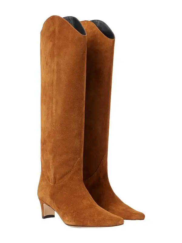 Staud Western Wally 55 Suede Boots - Brown