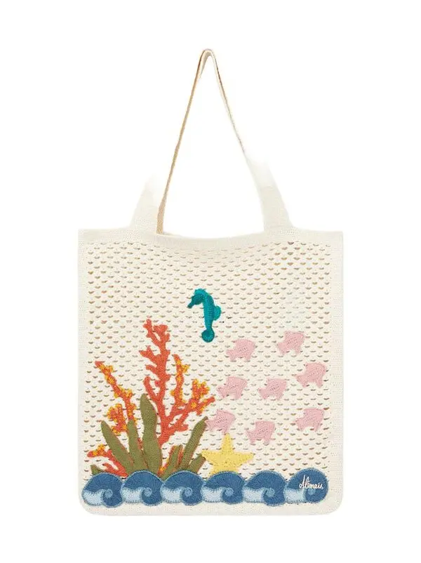 ALEMAIS Splash Applique Crochet Tote Bag - Multicoloured