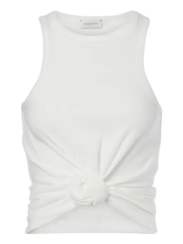 Magda Butrym Gathered Cotton-blend Tank Top - White
