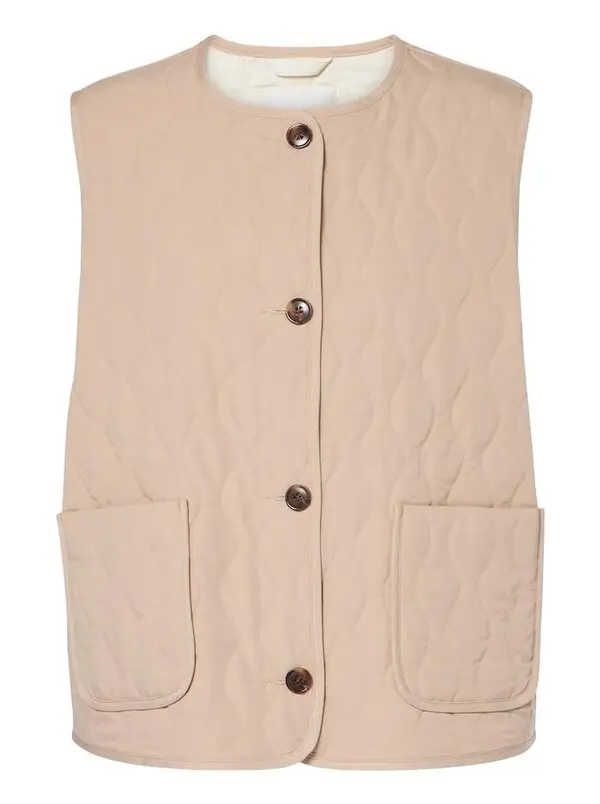 Varley Karla Quilted Twill Vest - Beige