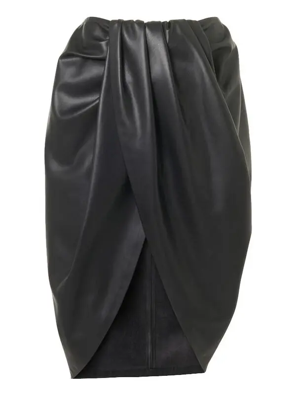Stella McCartney Faux Leather Draped Midi Skirt - Black