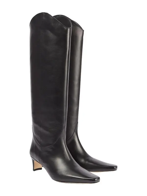Staud Western Wally 55 Leather Cowboy Boots - Black