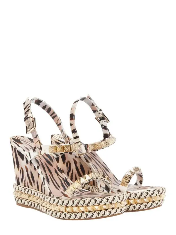 CHRISTIAN LOUBOUTIN Pyraclou 110 Leopard-print Wedge Sandals - Multicoloured