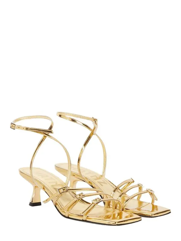 SOULIERS MARTINEZ Teresa 80 Metallic Leather Sandals - Gold
