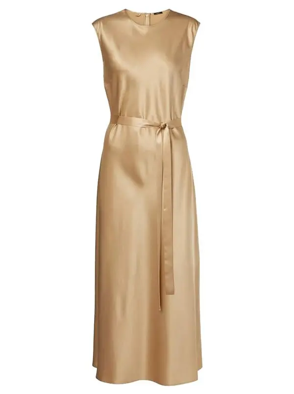 JOSEPH Garnier Silk Satin Midi Dress - Neutrals