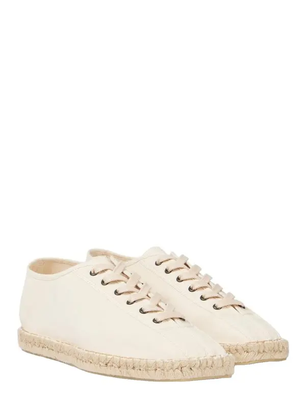 LEMAIRE Linoleum Canvas Lace-up Espadrilles - White
