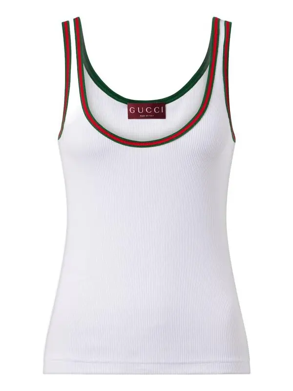 Gucci Ribbed-knit Cotton Tank Top - White