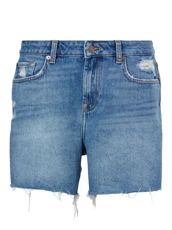 7 For All Mankind Distressed Denim Shorts - Blue