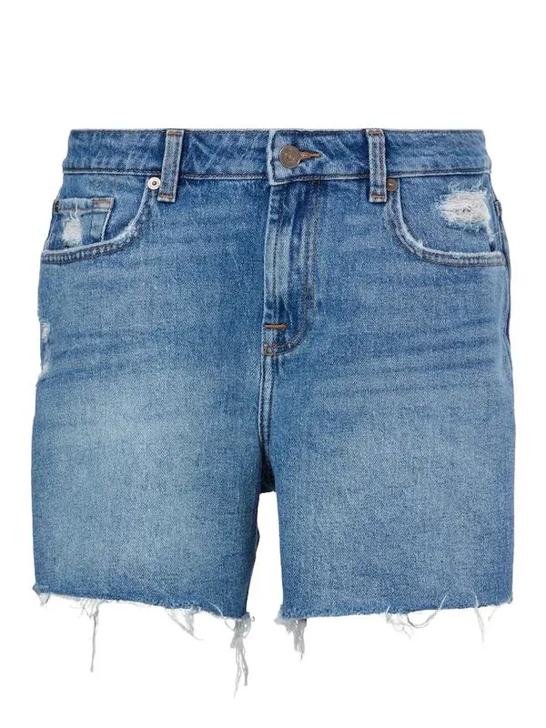 7 For All Mankind Distressed Denim Shorts - Blue
