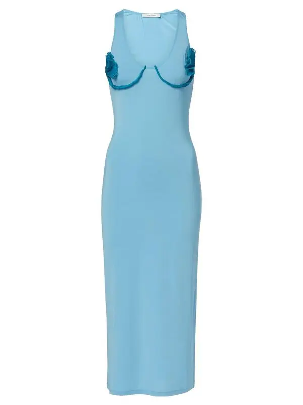 NENSI DOJAKA Cosimina Floral-appliqué Midi Dress - Blue