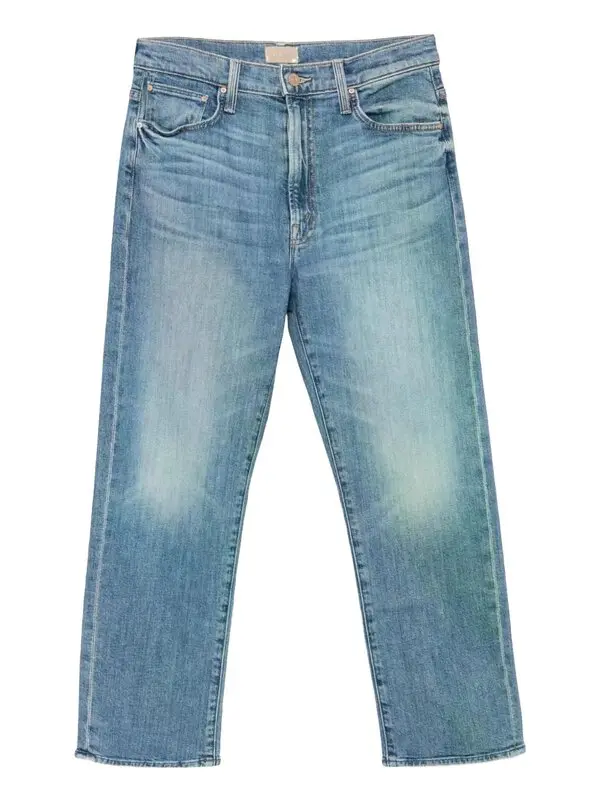 MOTHER The Ditcher Zip Cropped Jeans - Blue