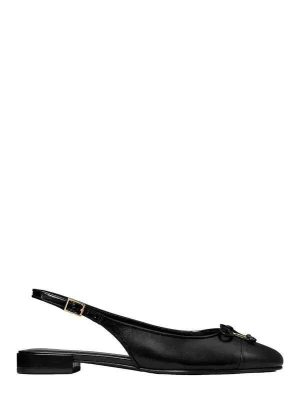 Tory Burch Leather Ballerinas - Black