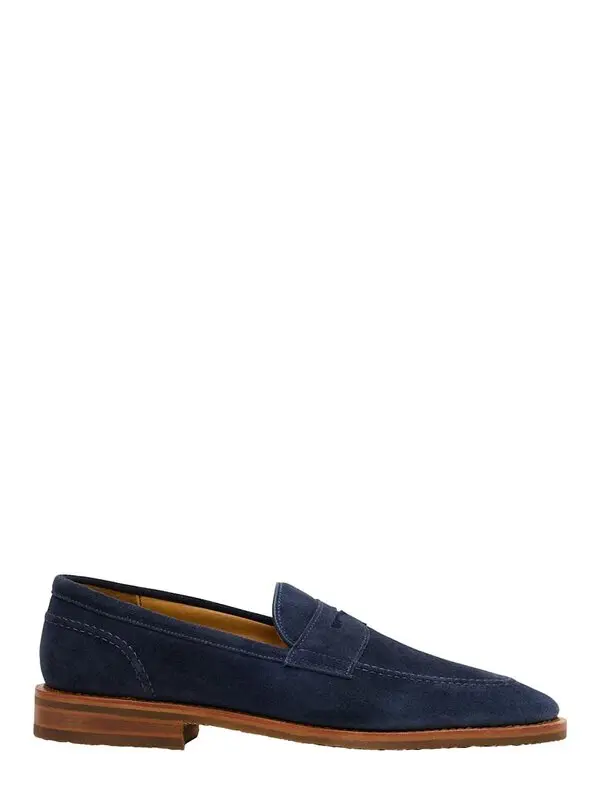 ALLEN EDMONDS RESERVE Roman Suede Penny Loafers - Navy