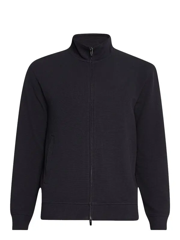 Emporio Armani Textured Cotton Full-zip Jacket - Navy