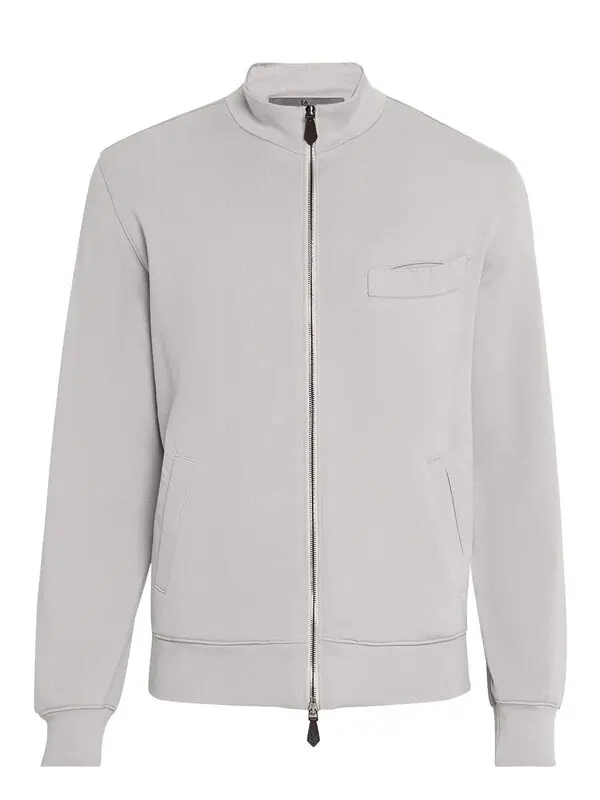 Isaia Full-zip Knit Track Jacket - Light Grey