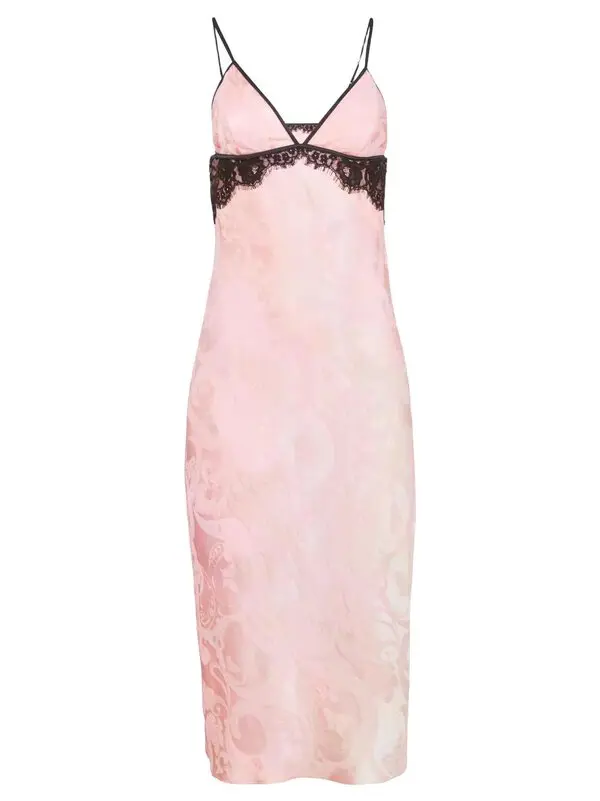Fleur Du Mal Paisley Jacquard Midi Dress - Pink