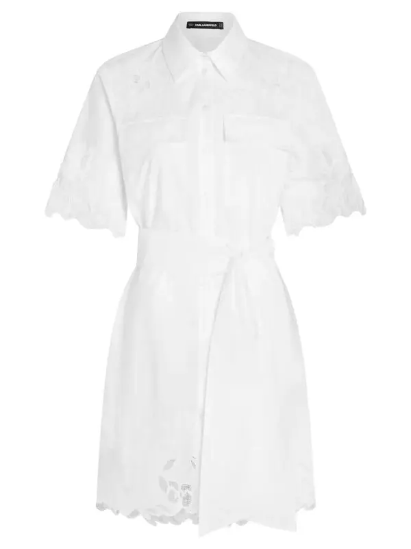Karl Lagerfeld Cut-out Embroidered Shirt Dress - White