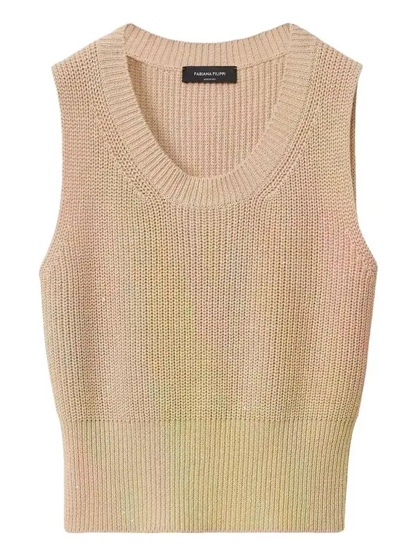 Fabiana Filippi Ribbed Trim Vest - Neutrals