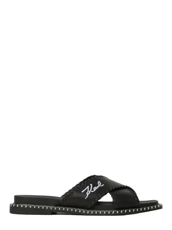 Karl Lagerfeld Lleo Whipstitch Sandals - Black