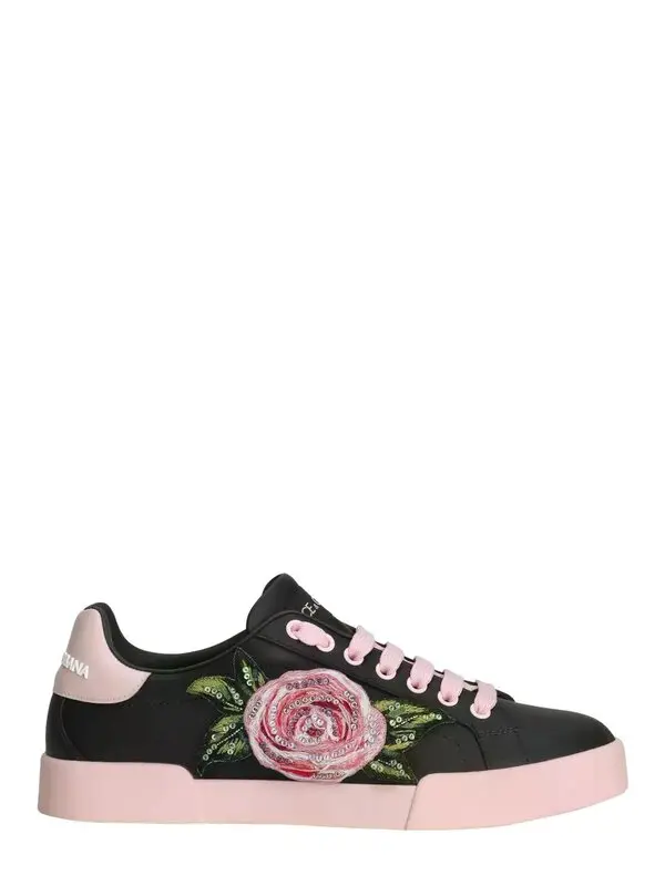 Dolce & Gabbana Floral-print Sneakers - Black