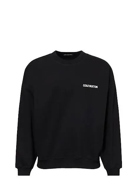 COLE BUXTON Logo-print Relaxed-fit Cotton Sweatshirt - Black