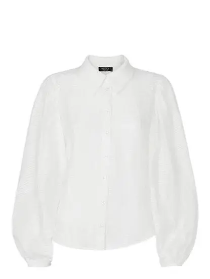 Whistles Hannah Textured Woven Shirt - White