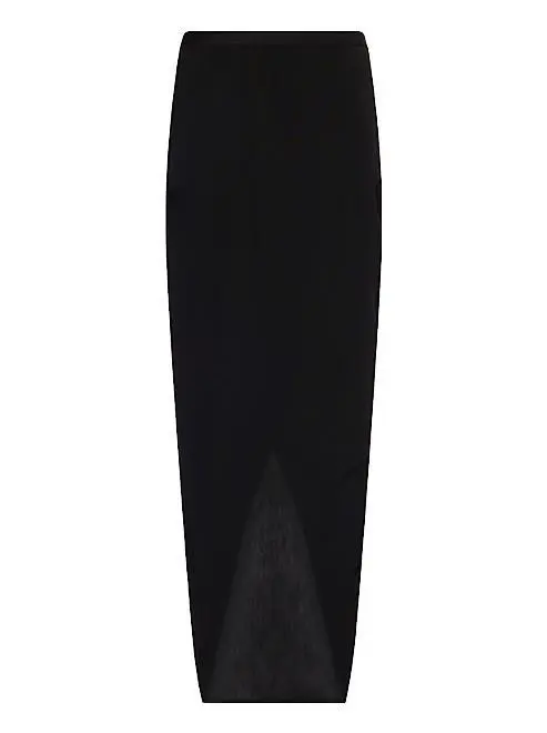 Rick Owens Pillar Wrap Wool Maxi Skirt - Black